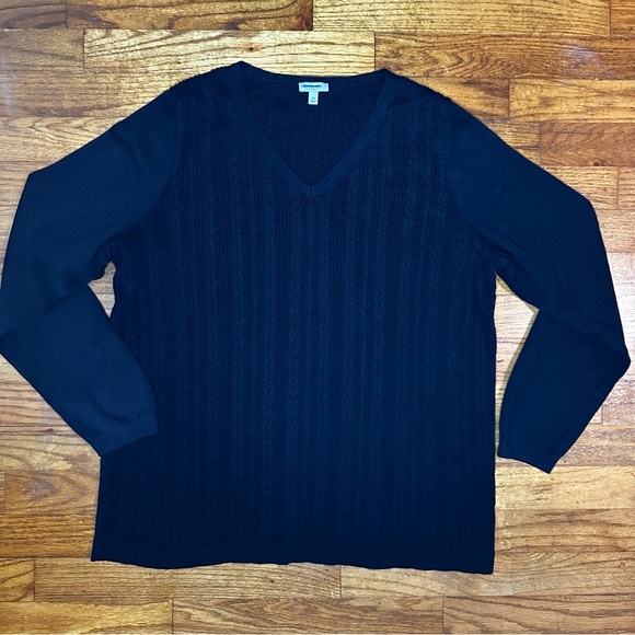 Talbots | Sweaters | Womens 2x Talbots Cable Knit Black 0 Cotton ...